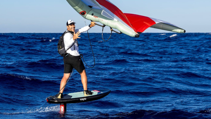 World Record! Dimitris Apalagakis’ unprecedented 299km wingfoil journey ...
